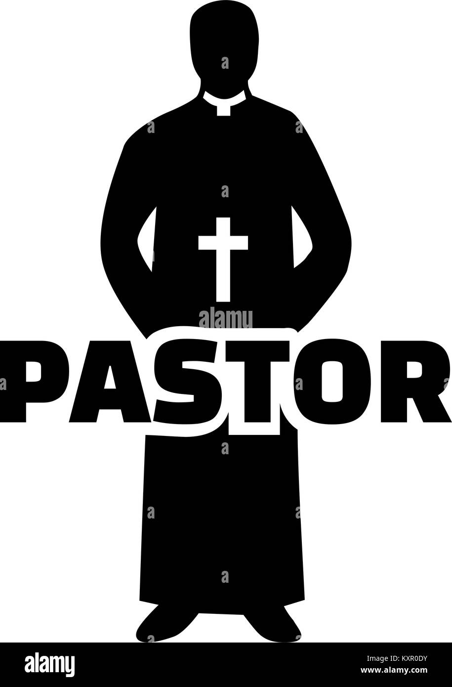 Silhouette of a pastor wearing priestly robes with job title Stock ...