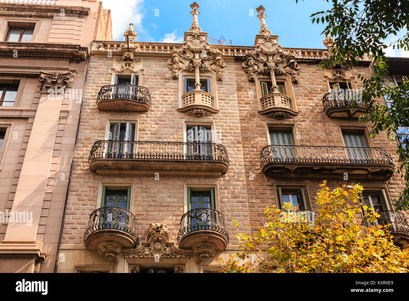 Wrought Iron Balconies on Classic Spanish Architecture Stock Photo - Alamy