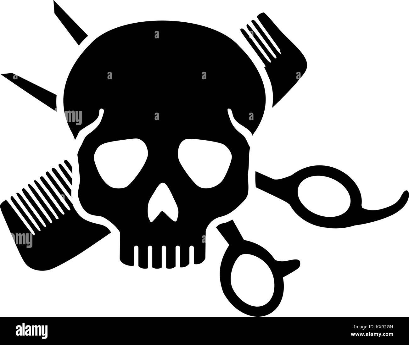 Hairdresser skull with comb an scissor Stock Vector Image & Art - Alamy