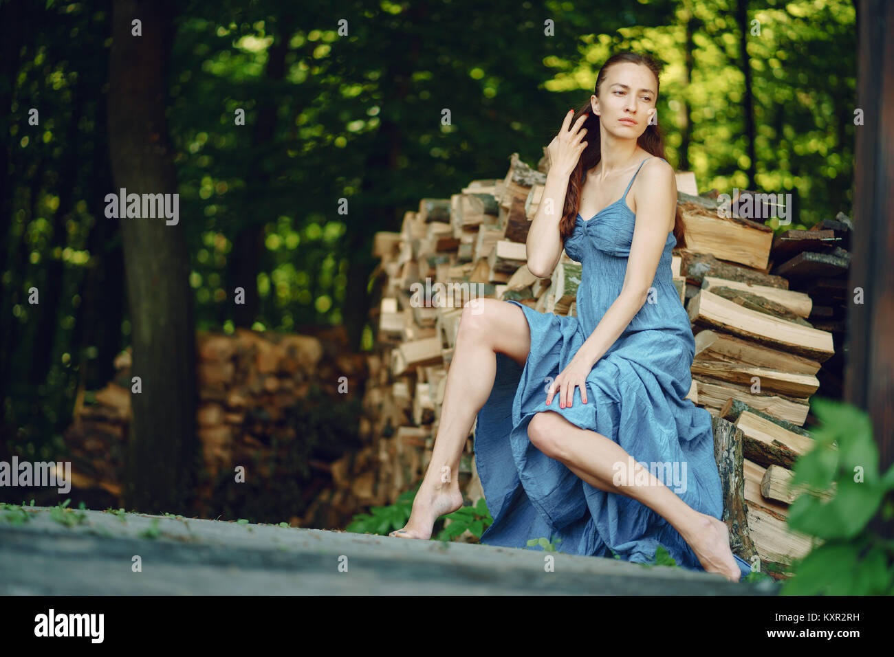 girl in a forest Stock Photo - Alamy