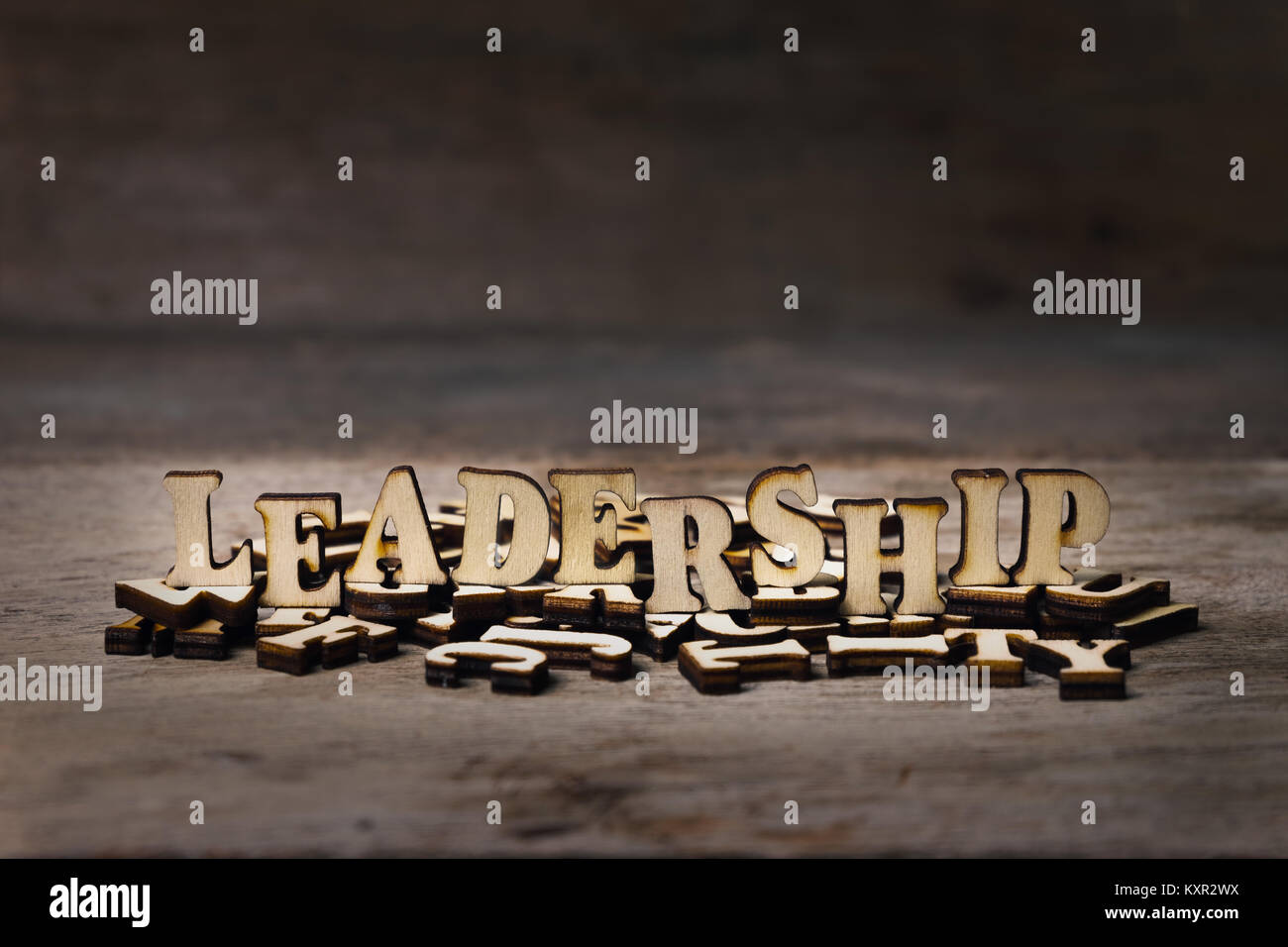 Wood Alphabets form a Word Placed on Scattered Alphabets for Leadership ...