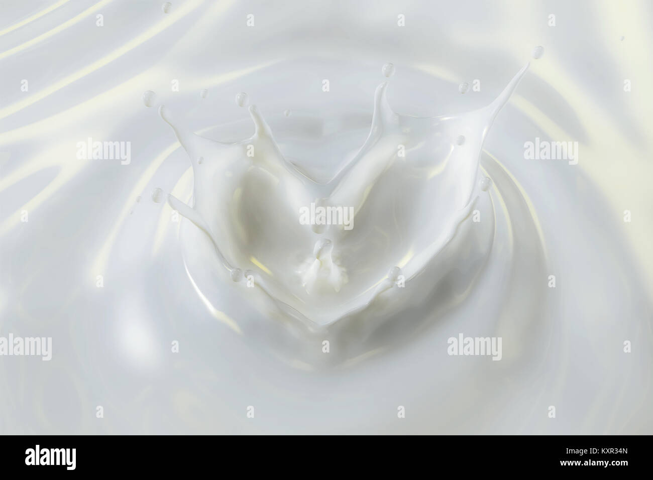 3D Rendering of Milky Lotion with Heart Shape Crown Splash Stock Photo ...