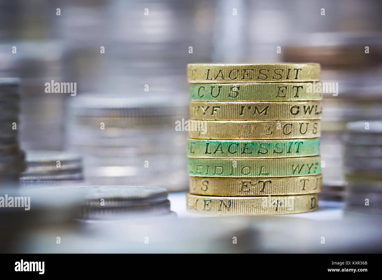 Closeup of stack of british pound coins Stock Photo - Alamy