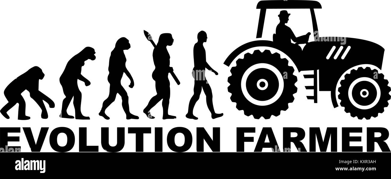 Evolution Of A Farmer With Tractor Stock Vector Image And Art Alamy