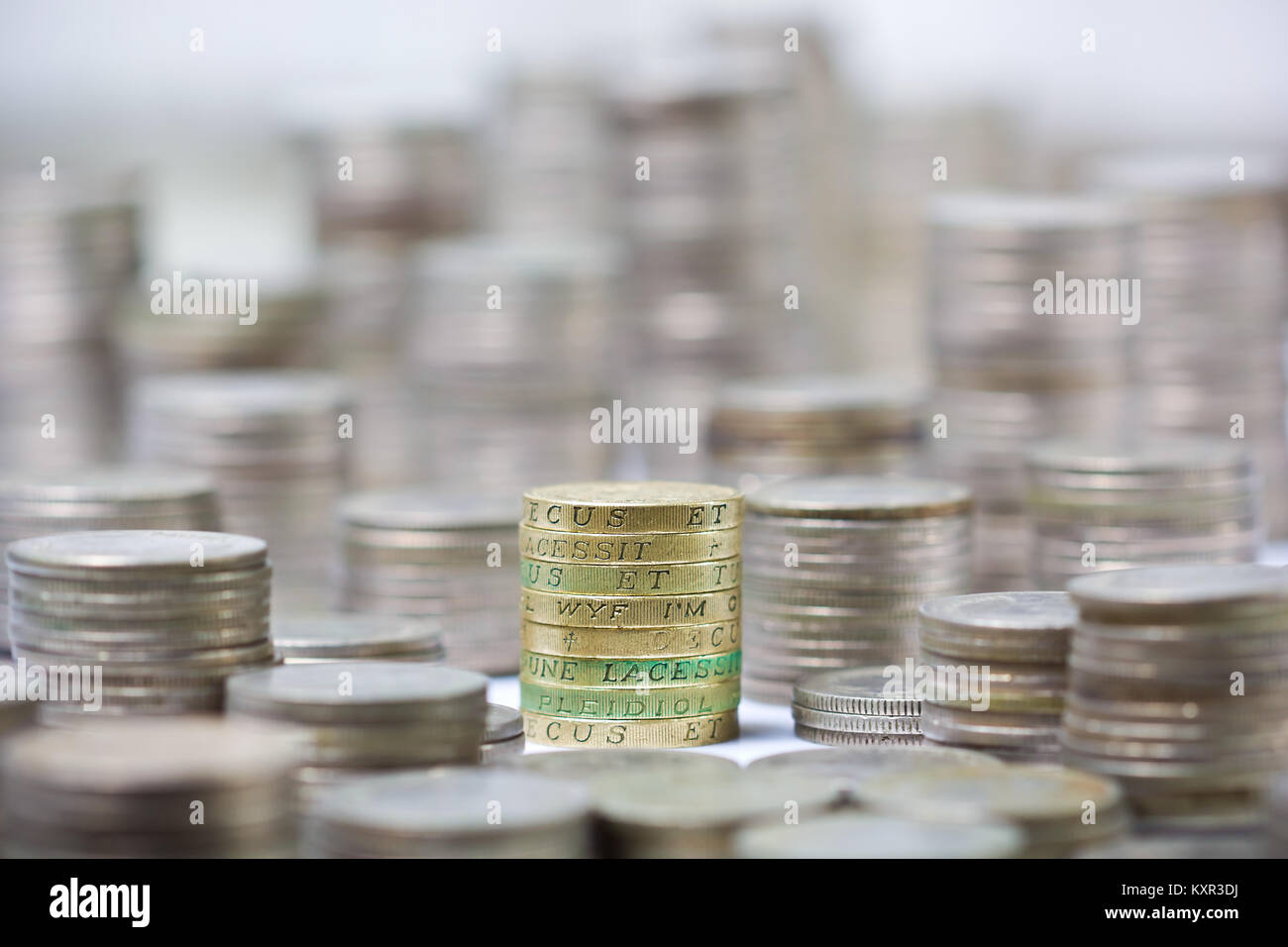 Closeup of stack of british pound coins Stock Photo - Alamy