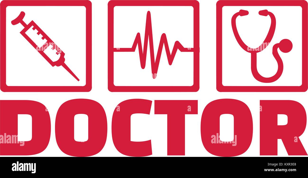 Doctor with medical icons injection cardiac frequence and stethoscope ...