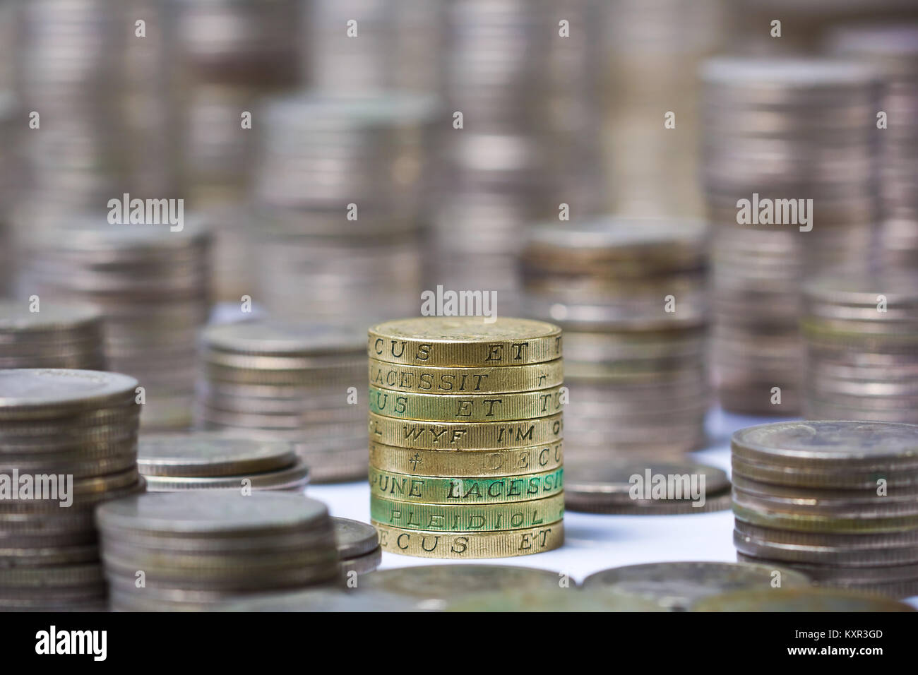 Closeup of stack of british pound coins Stock Photo - Alamy