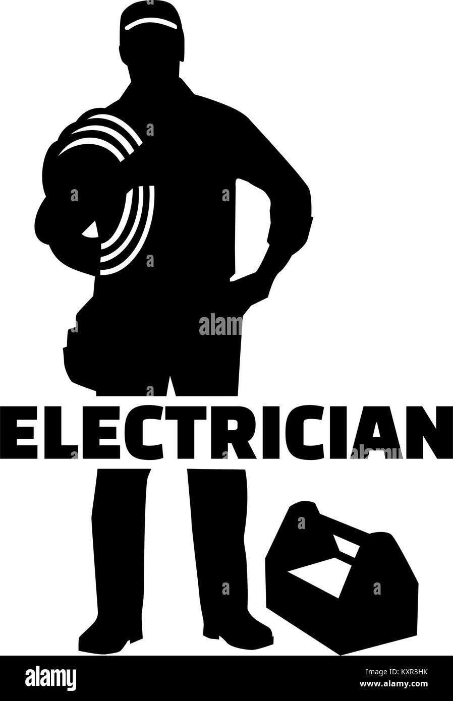 Electrician silhouette with job title Stock Vector Image & Art - Alamy