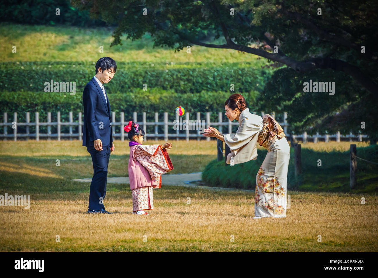 Okayama, Japan - November 17 2013: Unidentified Japanese Family takes ...