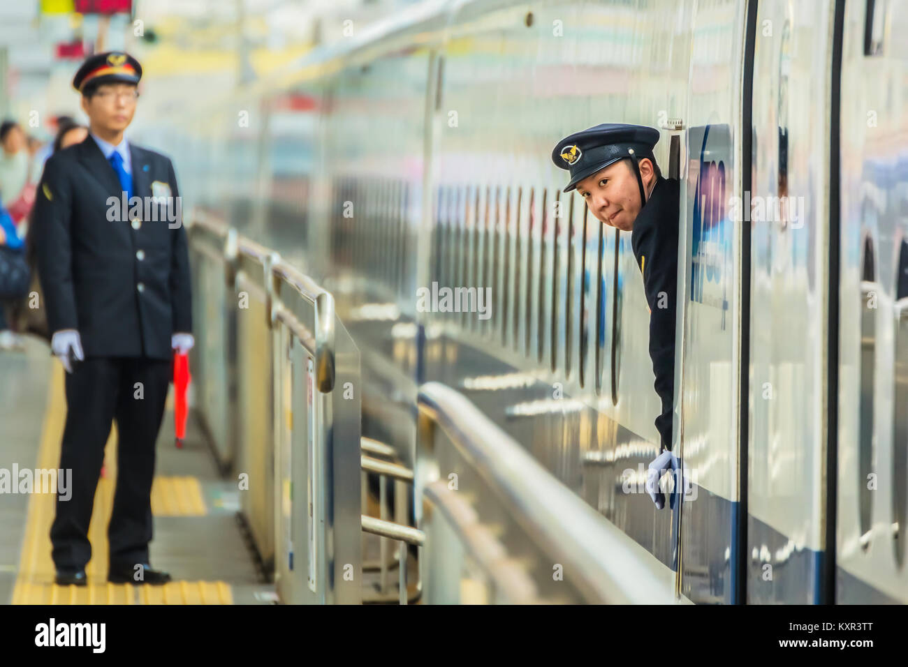 OKAYAMA, JAPAN - NOVEMBER 17: Train Conductor in Okayama, Japan on ...