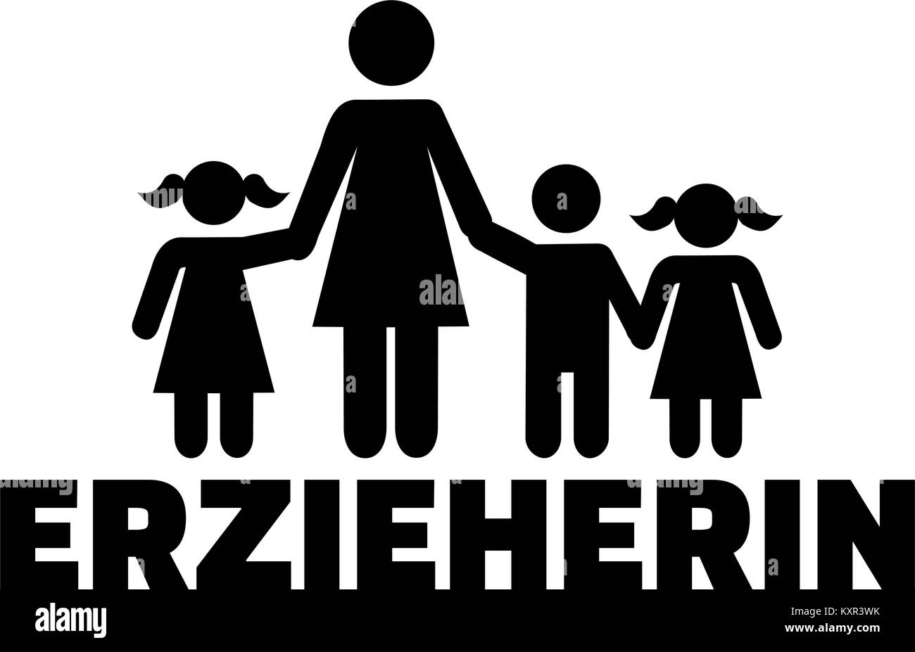 Childcare Worker icon with german female job title Stock Vector Image ...