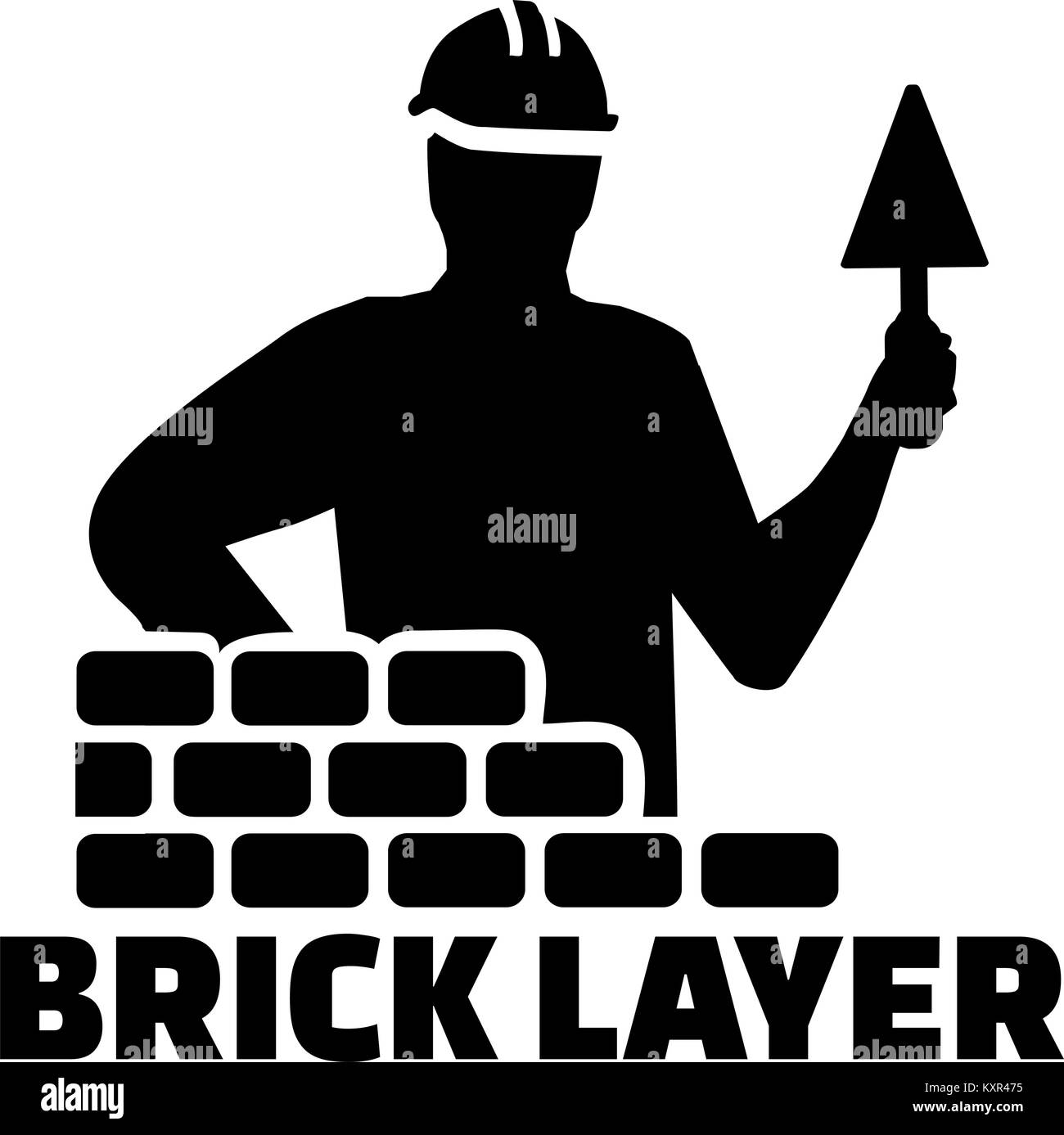 Bricklayer silhouette with job title Stock Vector Image & Art - Alamy