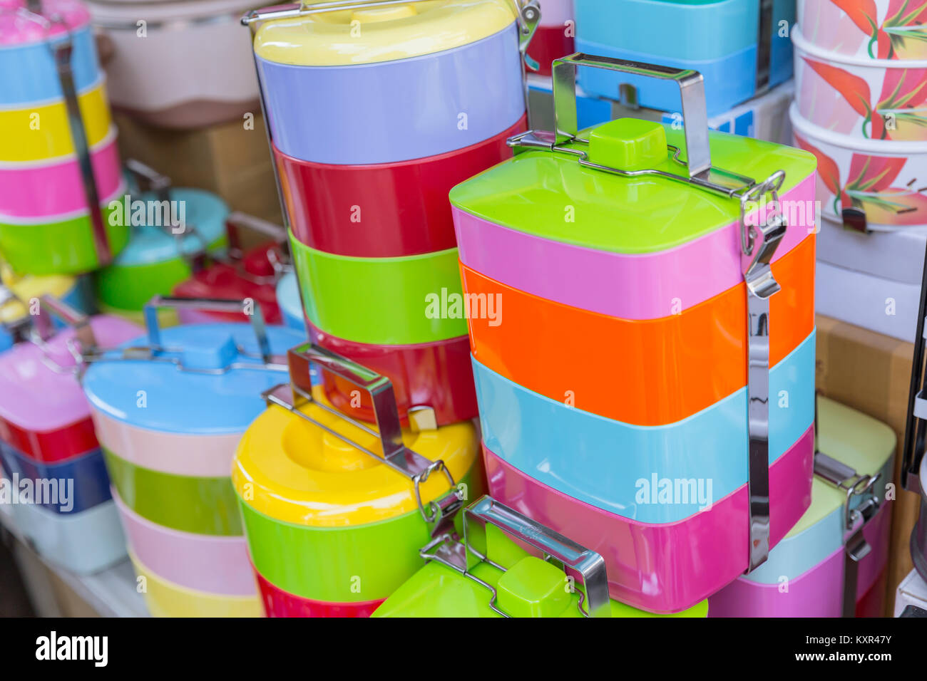 Tiffin box or food carrier stack colorful BPA plastic safety food ...