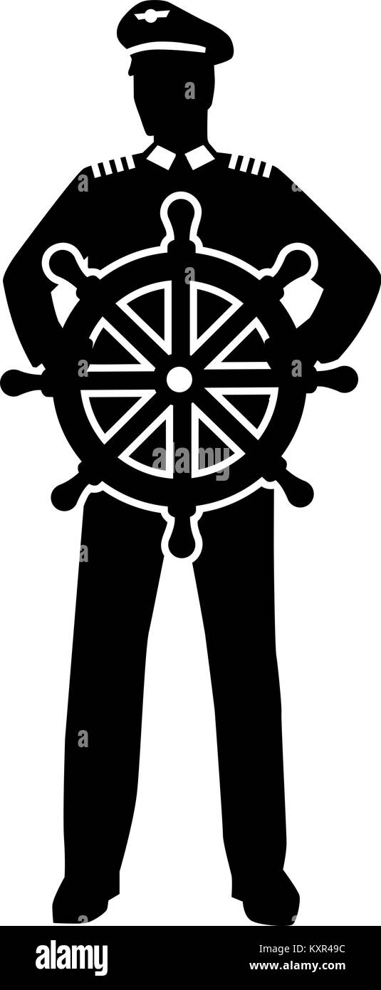 Captain silhouette with steering wheel Stock Vector Image & Art - Alamy