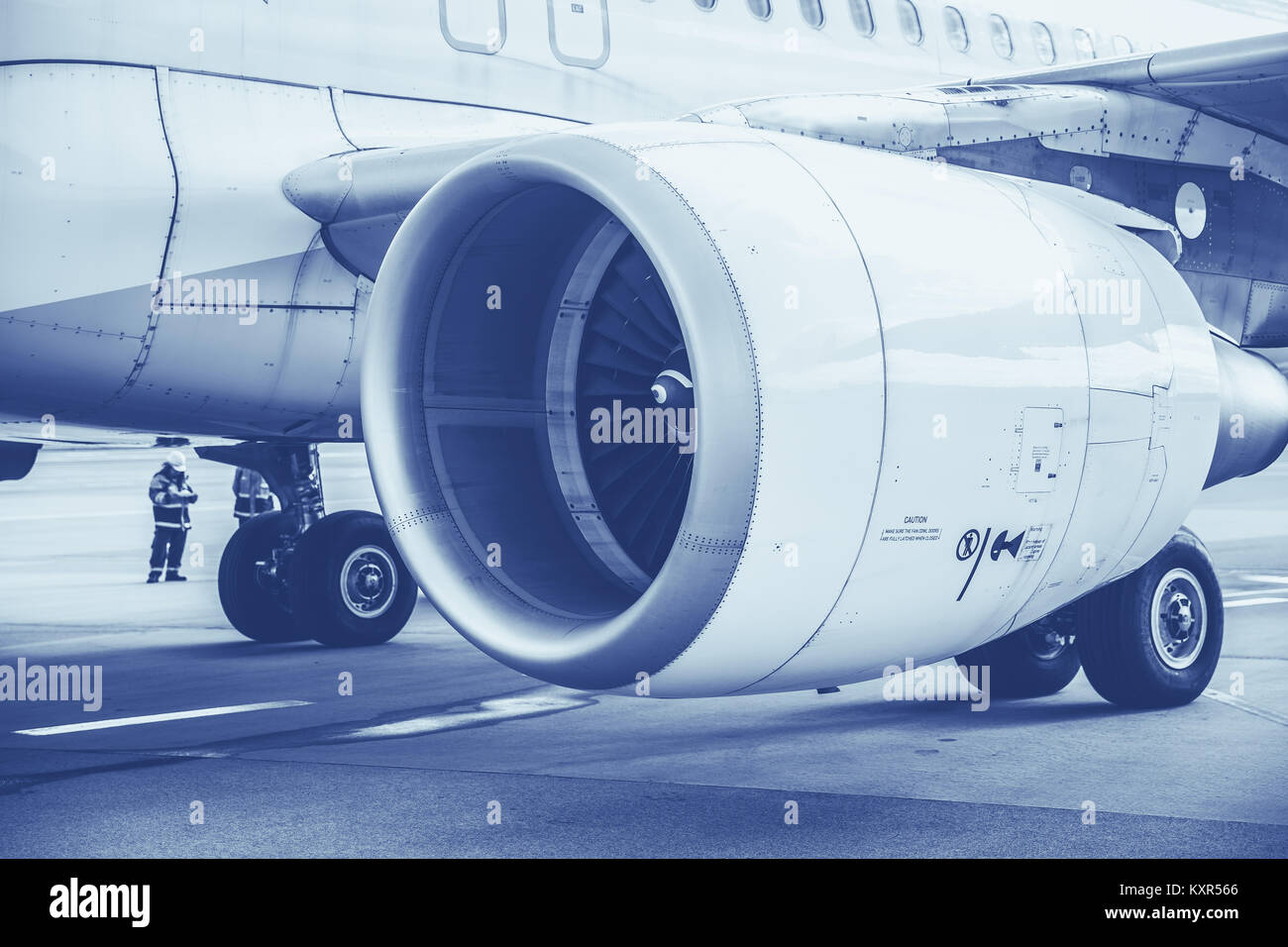 Closeup Aircraft Jet Engine Blue Color Tone Stock Photo - Alamy