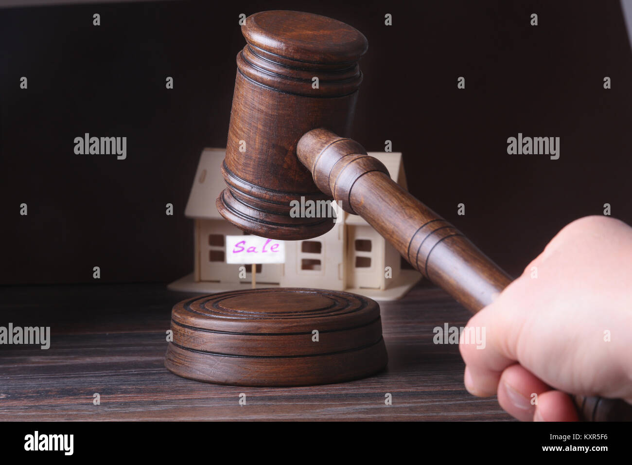 House for sale, auction hammer , symbol of authority and Miniature ...