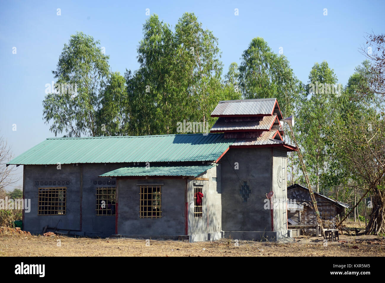 PYU, MYANMAR - CIRCA APRIL 2017 New buddhist temple near ruins of Sri ...