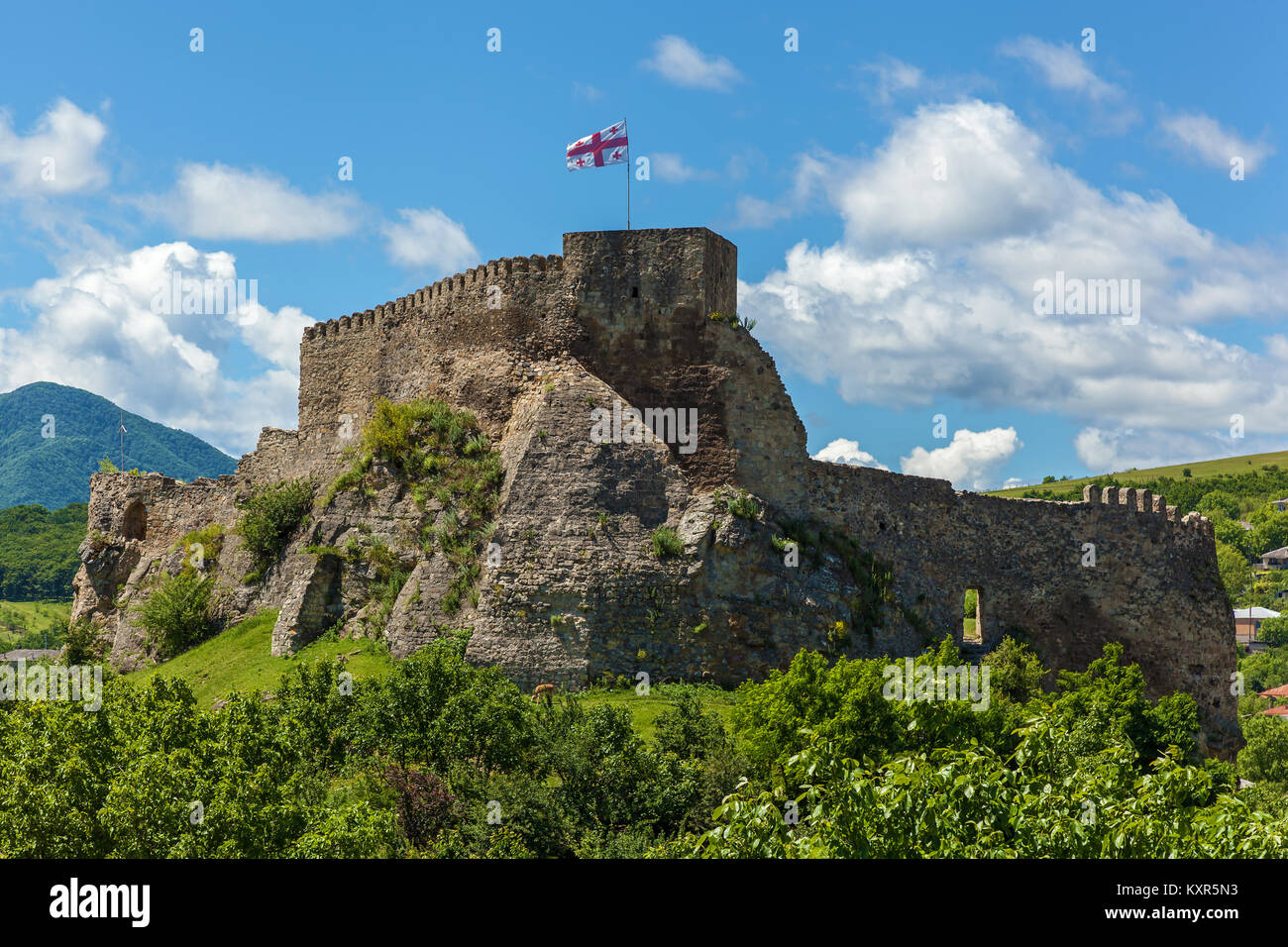Surami fortress against the sky and trees. Fortress Surami.journey to ...
