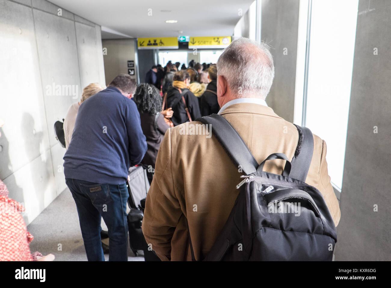 Passport,control,immigration,line,queue,after,arriving,Toulouse,early ...