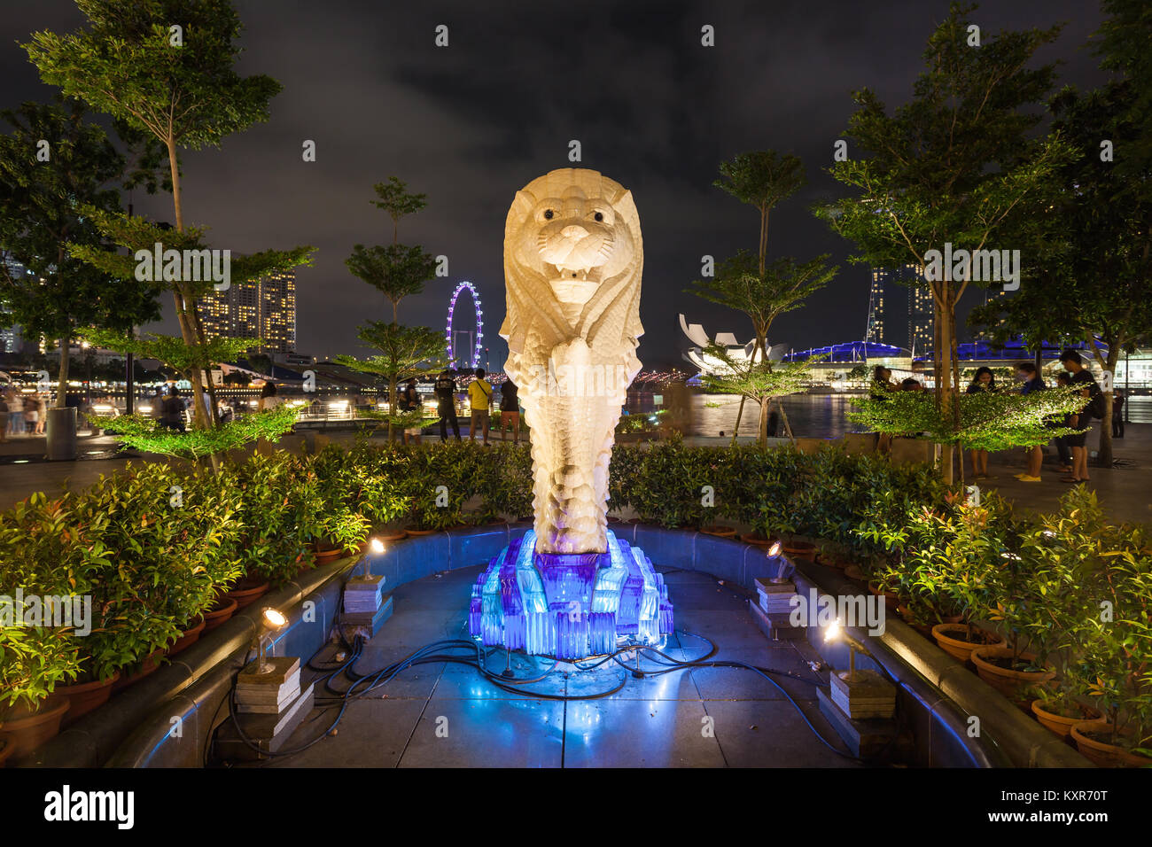 SINGAPORE - OCTOBER 16, 2014: The Merlion is a traditional creature in ...