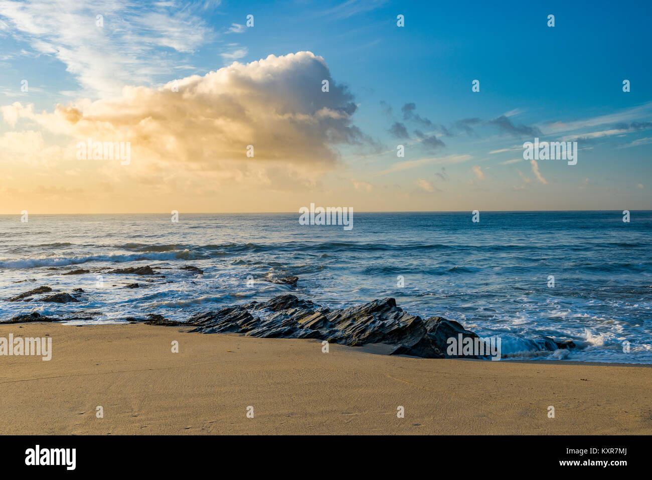 Spit Beach, St Austell Bay, Cornwall, UK. 10/01/2018, sunrise and ...