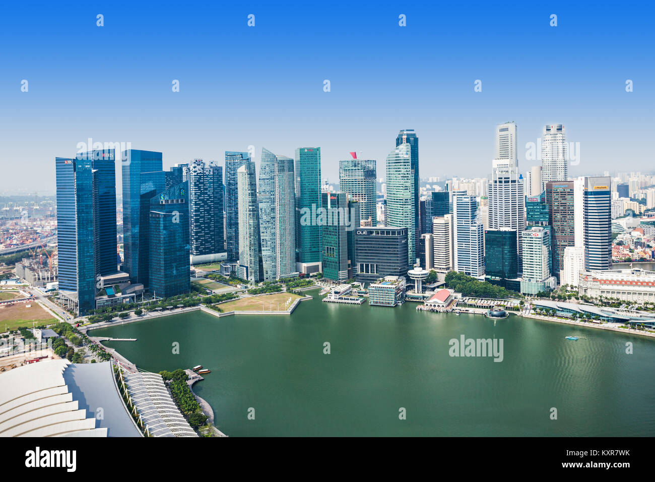 SINGAPORE - OCTOBER 18, 2014: Singapore aerial view from Marina Bay ...
