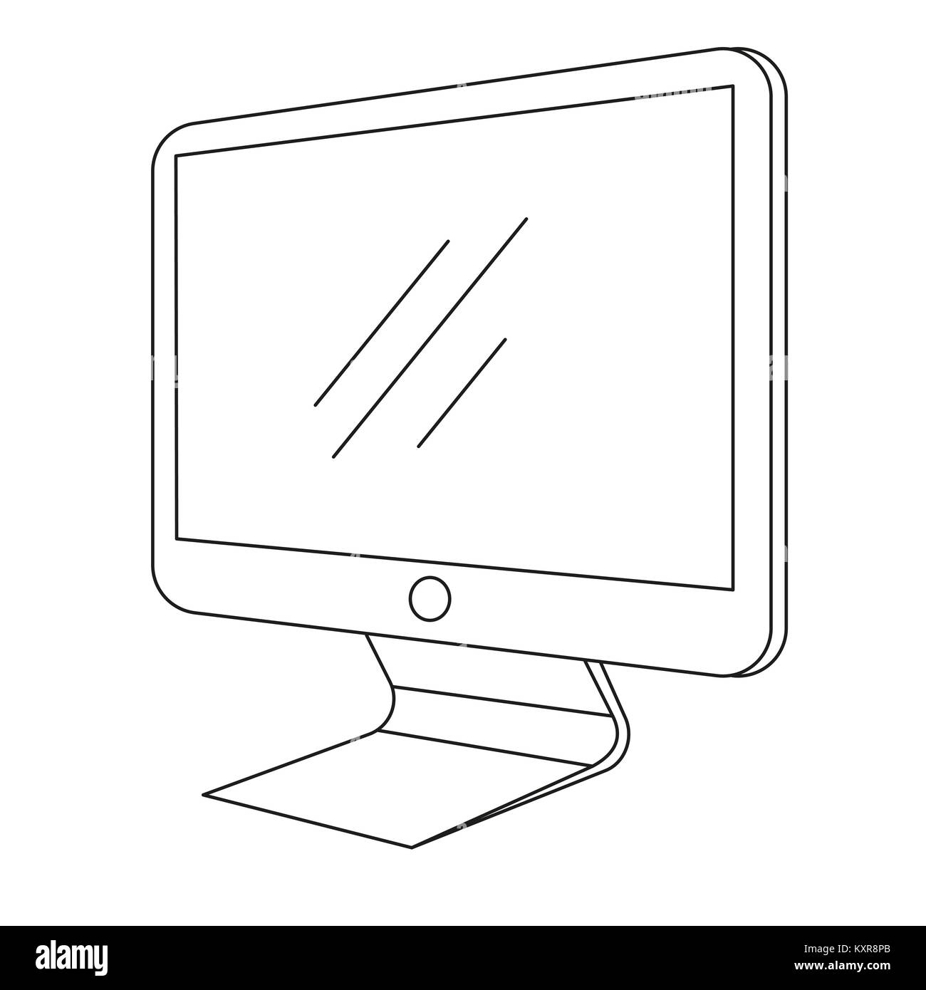 Computer, monitor isolated on white background. Vector illustration ...