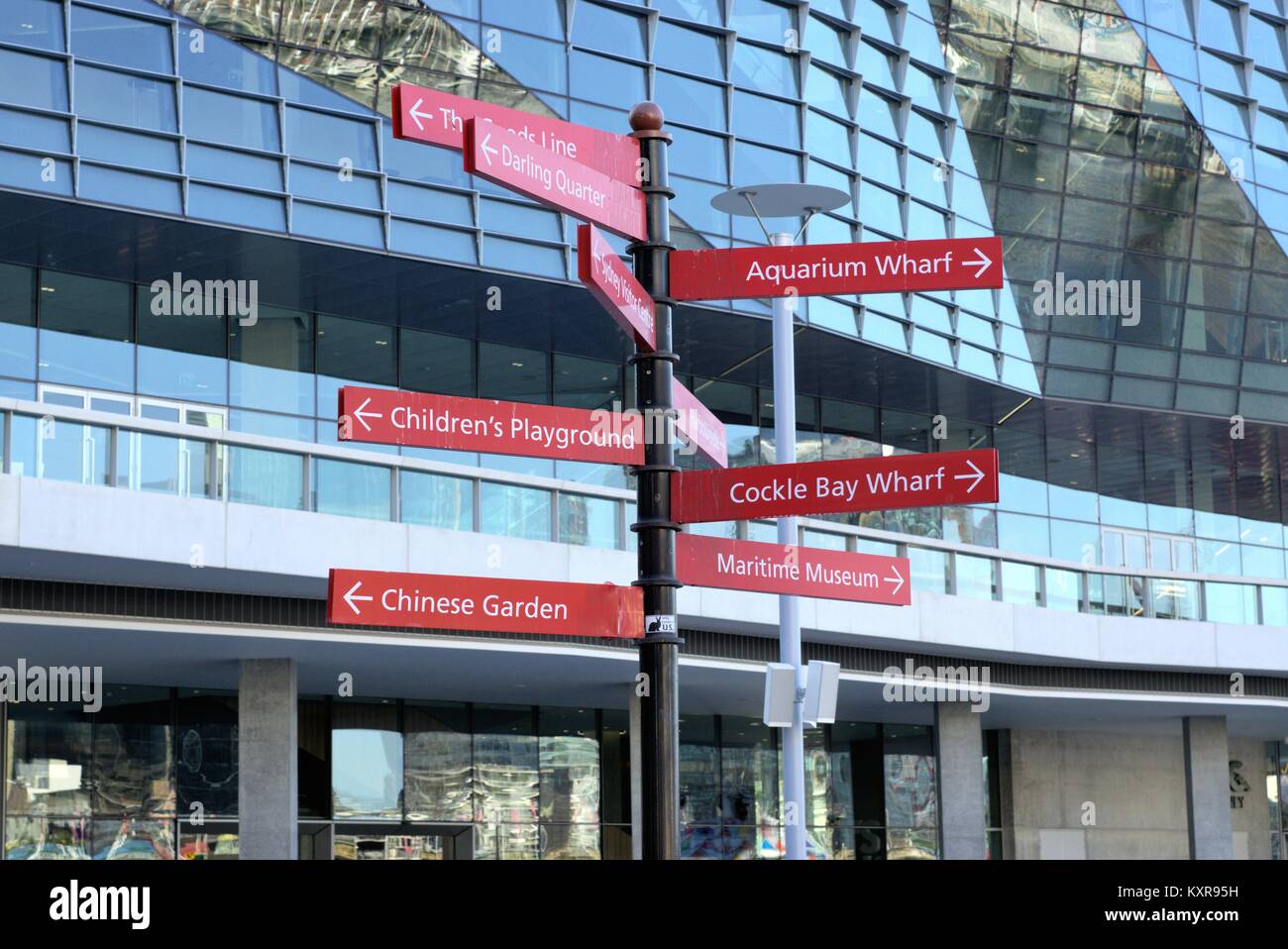 Direction signs at commercial hub of Darling Harbour Sydney Australia ...