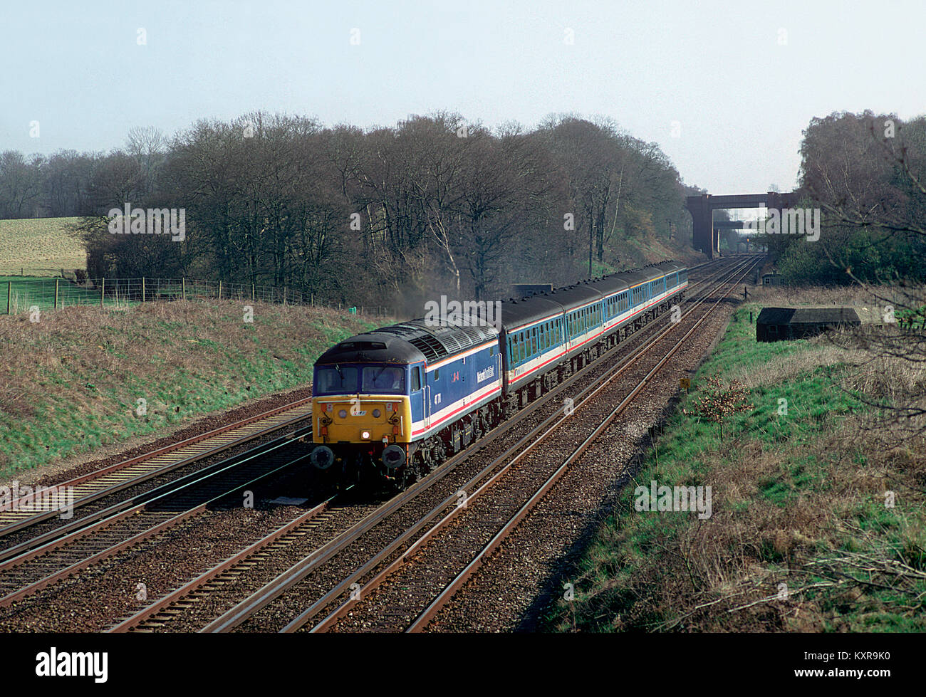 A class 47 diesel locomotive number 47711 working a Network SouthEast ...