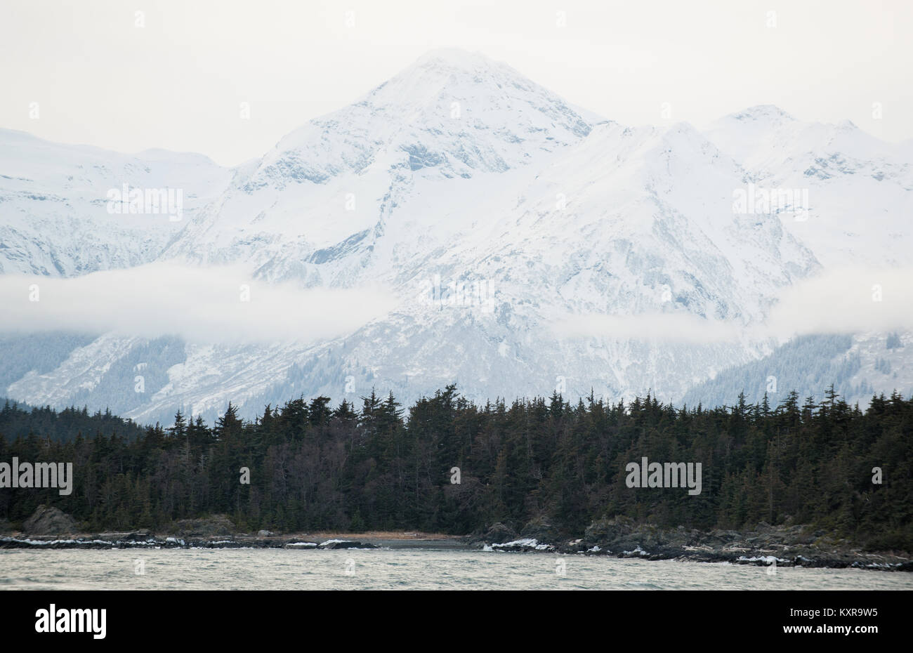 Chilkat River and Mountains in snow on a sunrise. Alaska. USA Stock ...