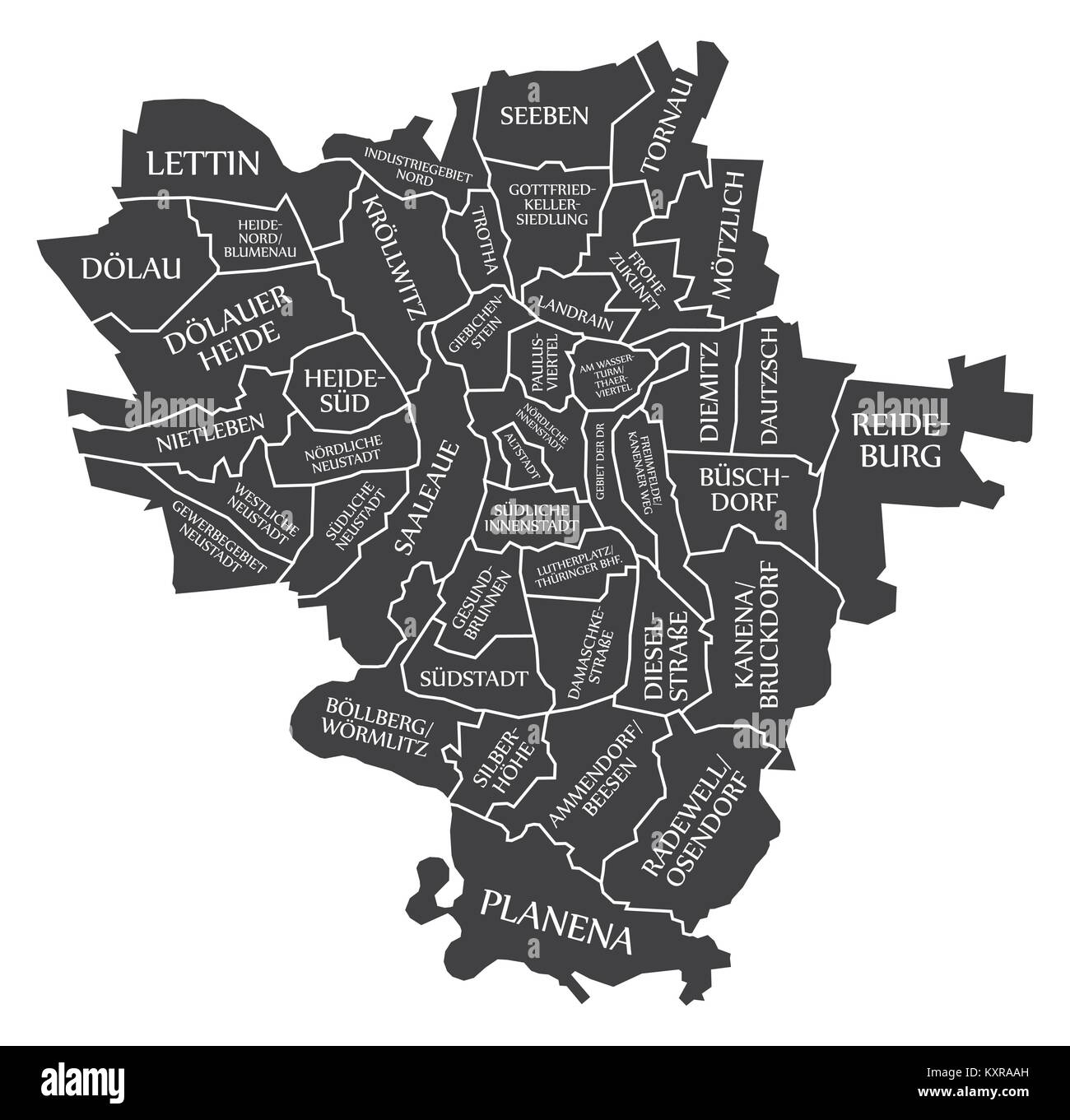 Halle city map Germany DE labelled black illustration Stock Vector ...