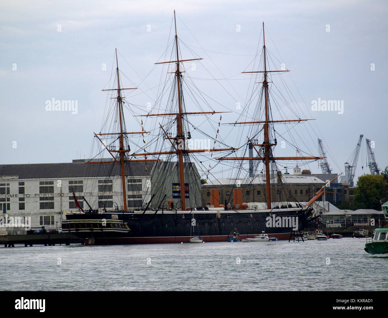 HMS Warrior at Portsmouth Historic Dockyard,taken from Gosport Stock ...