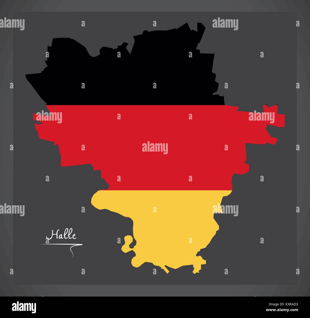 Halle map with German national flag illustration Stock Vector Image ...