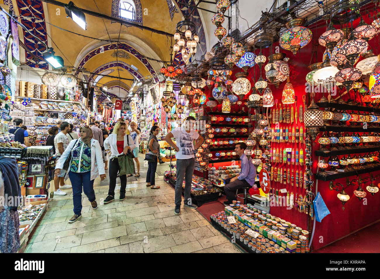 ISTANBUL, TURKEY - SEPTEMBER 08, 2014: The Grand Bazaar is one of the ...
