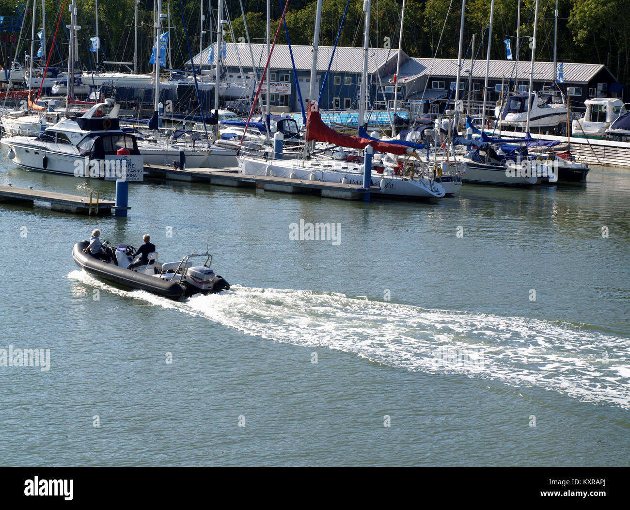 Yacht berths along River Hamble in Bursledon, Hampshire, England, UK ...