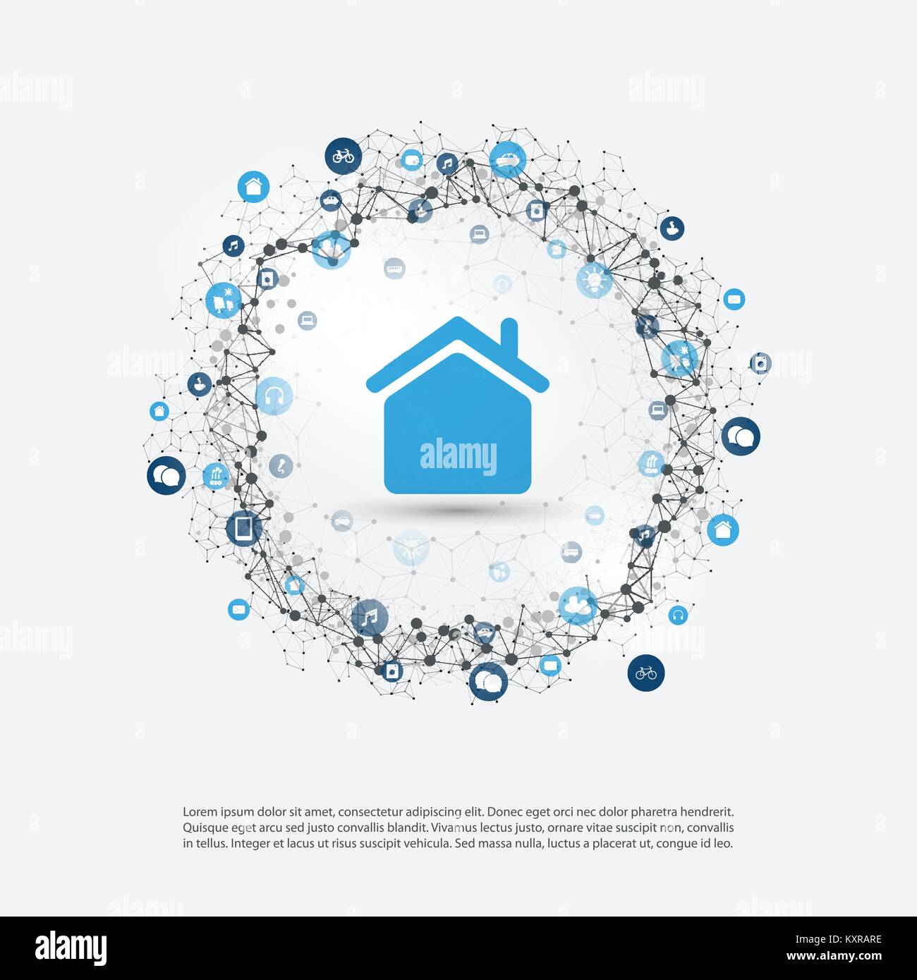 Smart Home, Internet of Things or Cloud Computing Design Concept with Icons - Digital Network ...