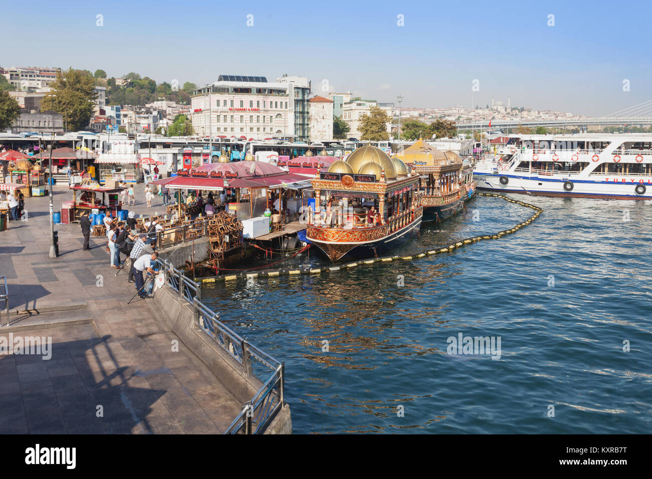 ISTANBUL, TURKEY - SEPTEMBER 09, 2014: Traditional floating fish ...