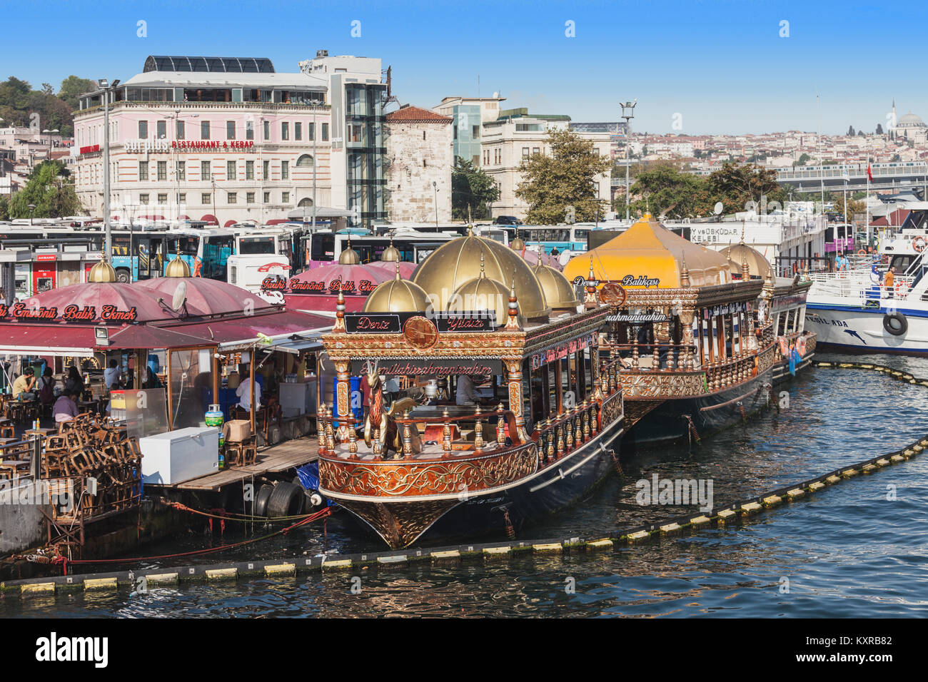 ISTANBUL, TURKEY - SEPTEMBER 09, 2014: Traditional floating fish ...