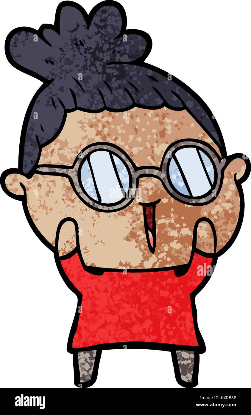 cartoon woman wearing spectacles Stock Vector Image & Art - Alamy
