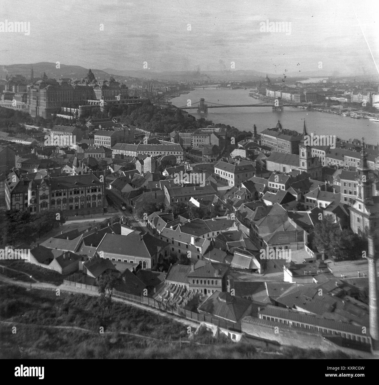 This historical photo shows the view from Budapest I, with a focus on ...
