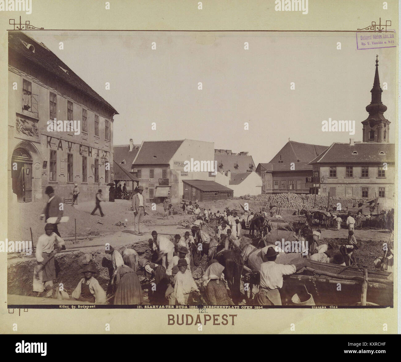 A historical photograph of Szarvas Square and Szarvas House in Budapest ...