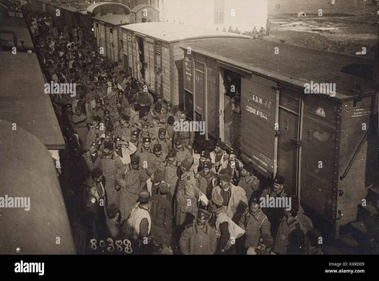 Photograph of Bulgarian reservists in Sofia during World War I, showing ...