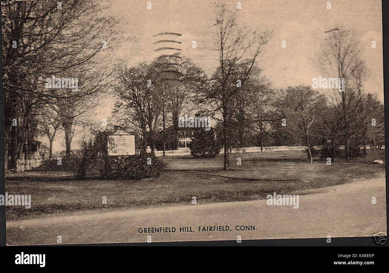 This 1939 postcard depicts Greenfield Hill in Fairfield, Connecticut ...