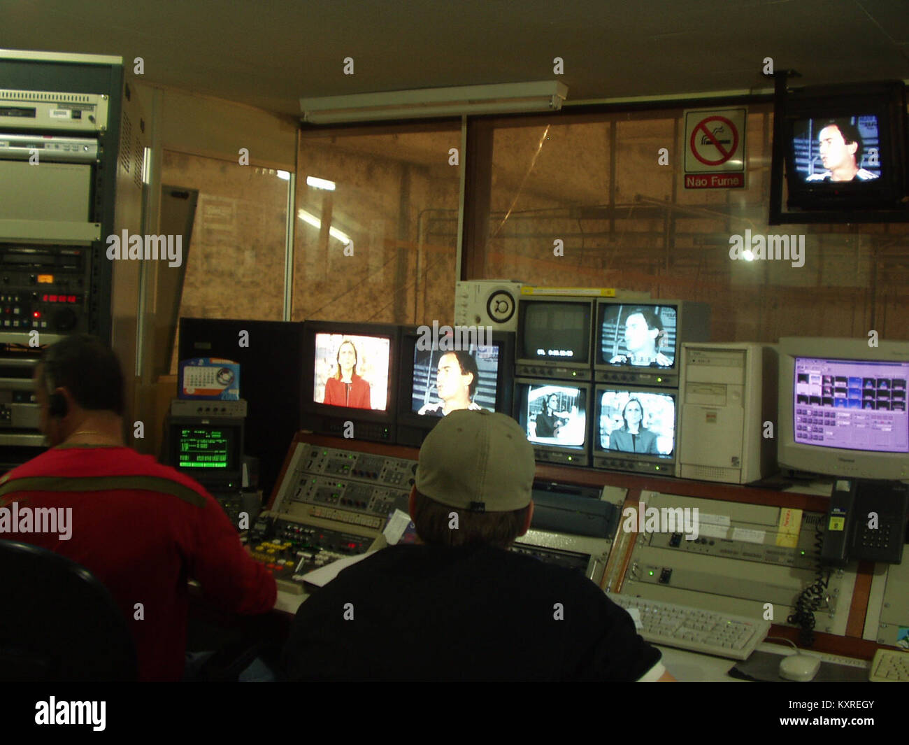 An image of a TV studio cabin, part of the RBS TV Criciama, reflecting ...