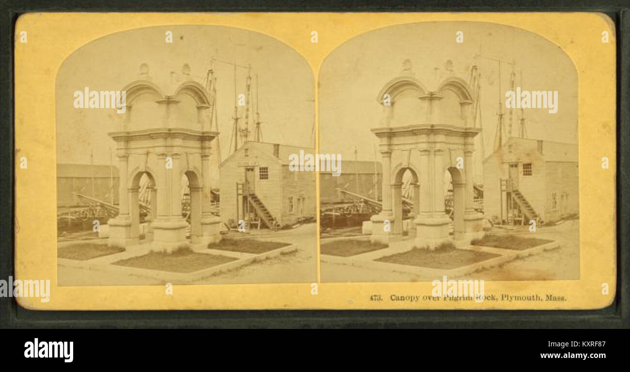 An image of the canopy over Pilgrim Rock in Plymouth, Massachusetts ...