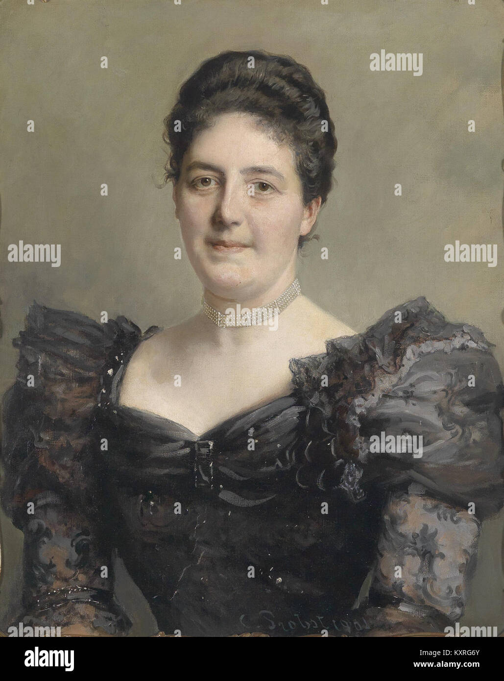 Carl Probst Damenbildnis im schwarzen Rüschenkleid 1901 Stock Photo - Alamy