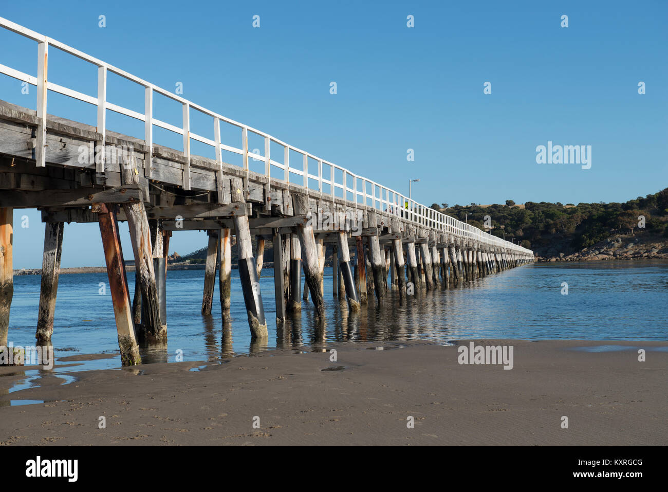 Victor Harbor pier in South Australia is a causeway to Granite Island ...