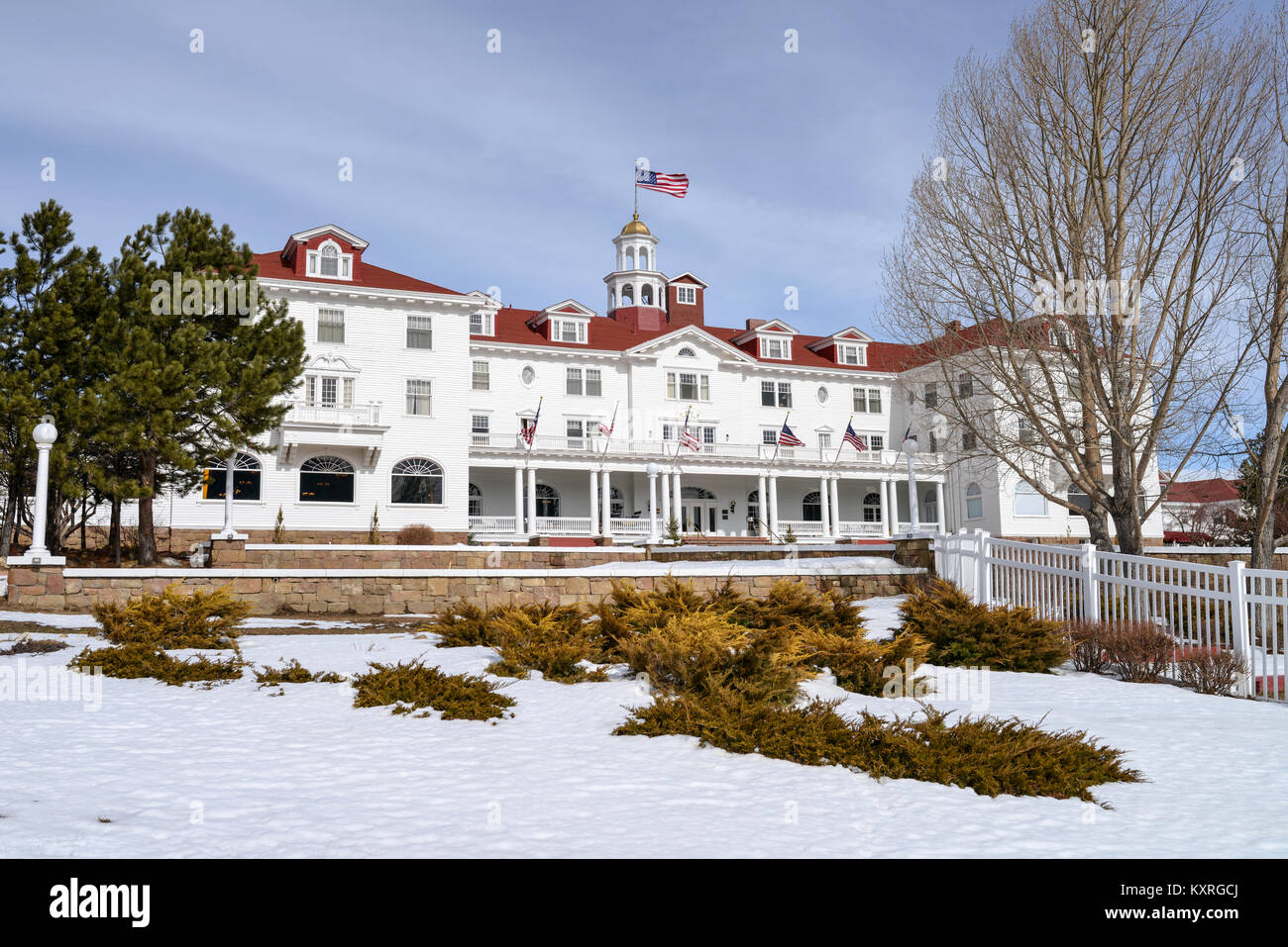 Stanley Hotel - A close up winter view of the famous Stanley Hotel at ...