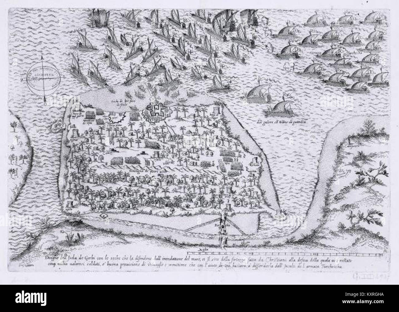 This map depicts the Battle of Djerba in 1560, a key naval engagement ...