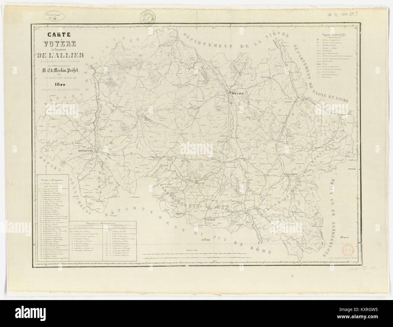 This travel map of the Allier department in France is a historical ...